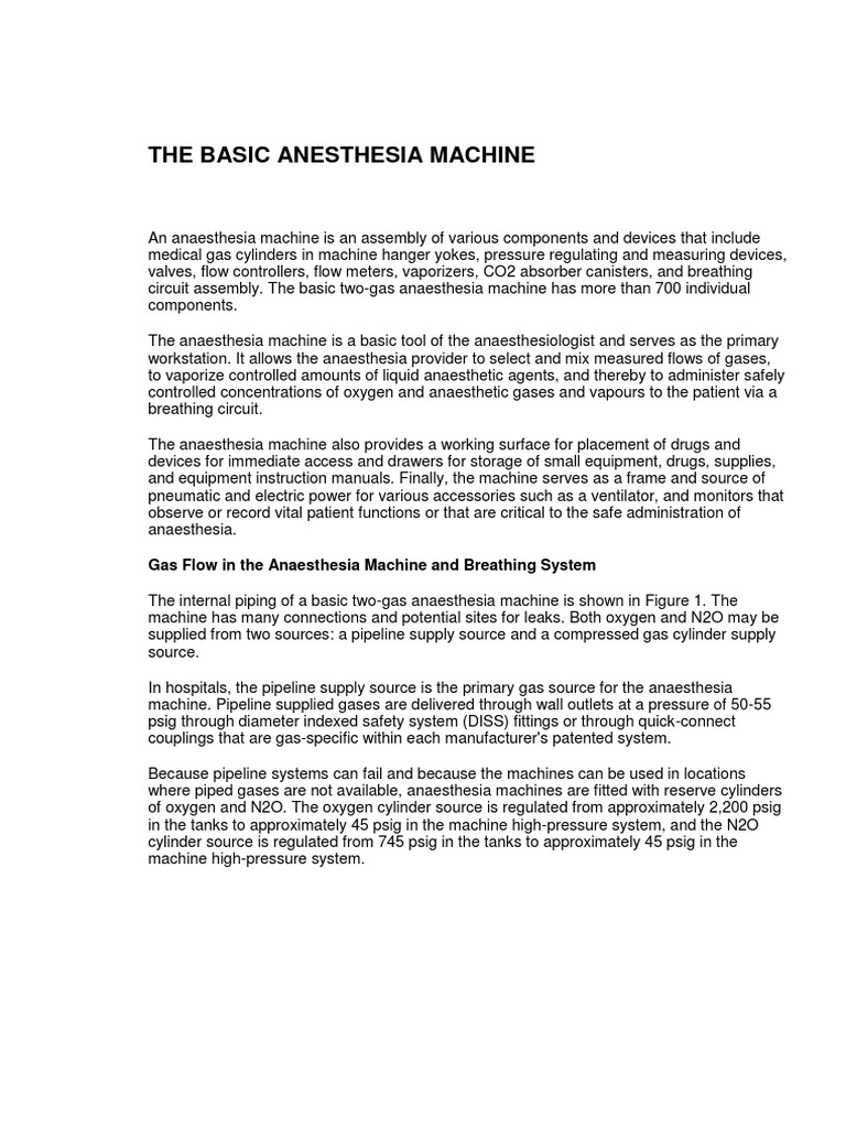 The Basic Anaesthetic Machine | PDF | Breathing | Nitrous Oxide