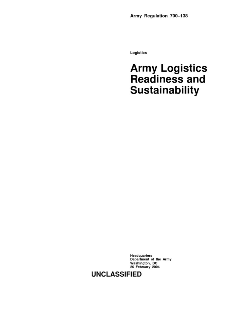 Army Regulation 700-138 Overview | PDF | Staff (Military) | United ...