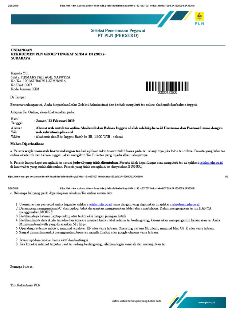 Kartu Undangan PLN | PDF
