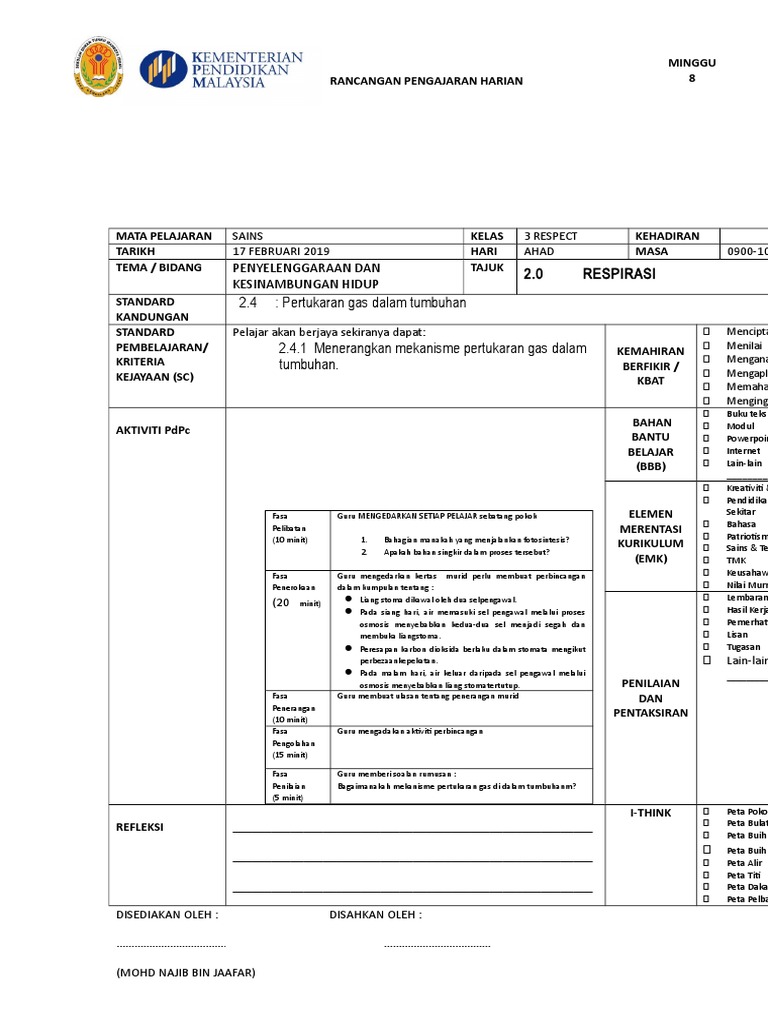 MINGGU 8 RPH Sains Form 3 KSSM | PDF