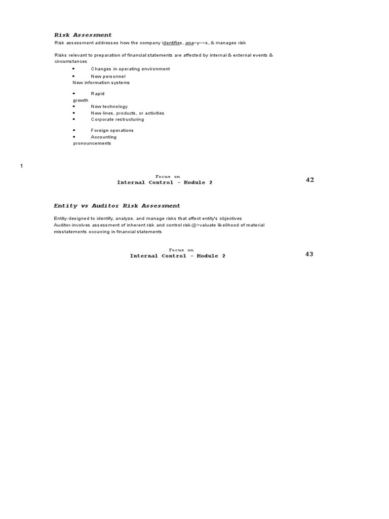 Risk Assessment: Internal Control - Module 2 | PDF | Business
