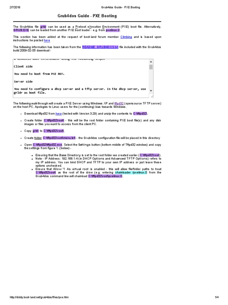 Grub4dos Guide - PXE Booting | PDF | Booting | Digital Technology