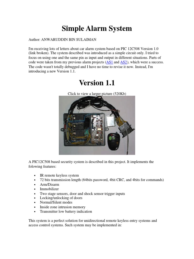 Simple Alarm System: AS1 AS2 | PDF | Security Alarm | Electronics