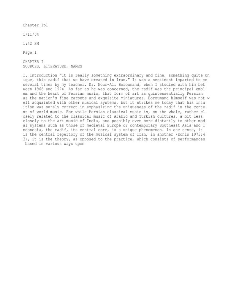 The Radif of Persian Classical Music Studies of Structure and Cultural ...