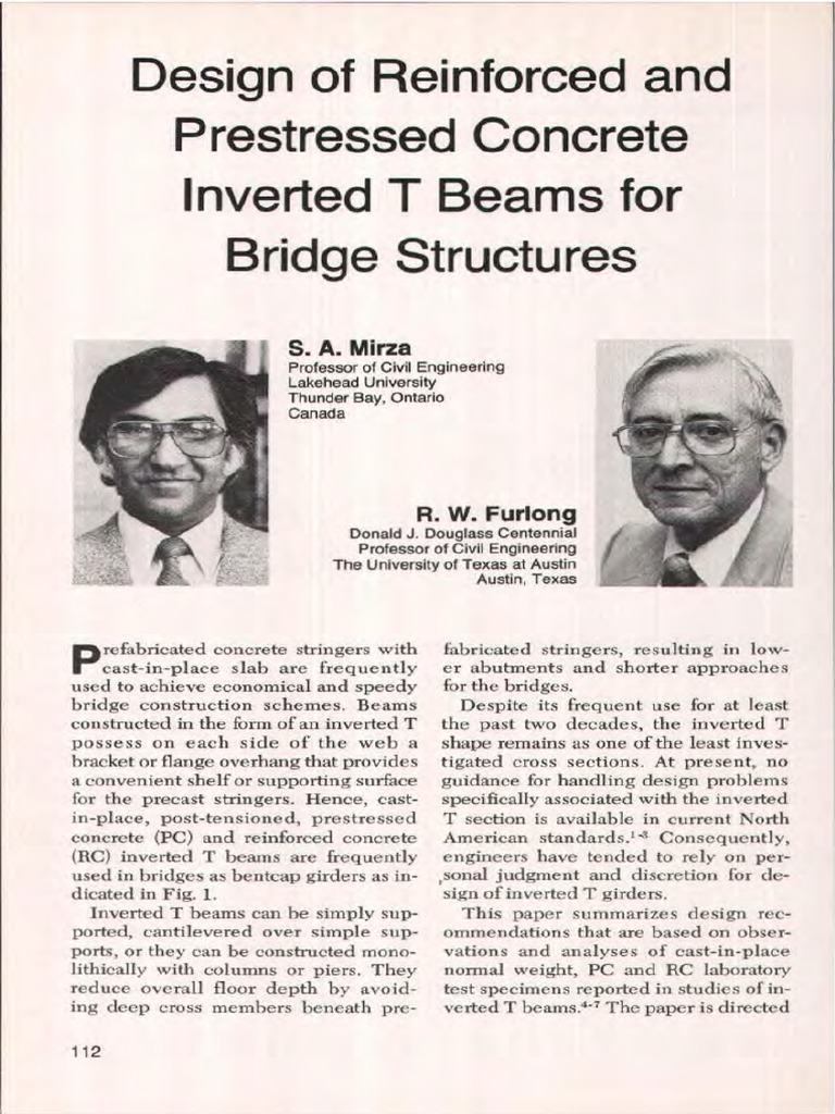 Design of Reinforced and Prestressed Concrete Inverted T Beams For ...