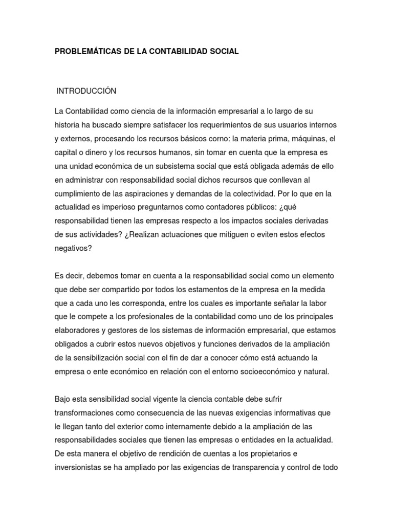 Problemáticas de La Contabilidad Social | PDF | Contabilidad | Sociedad