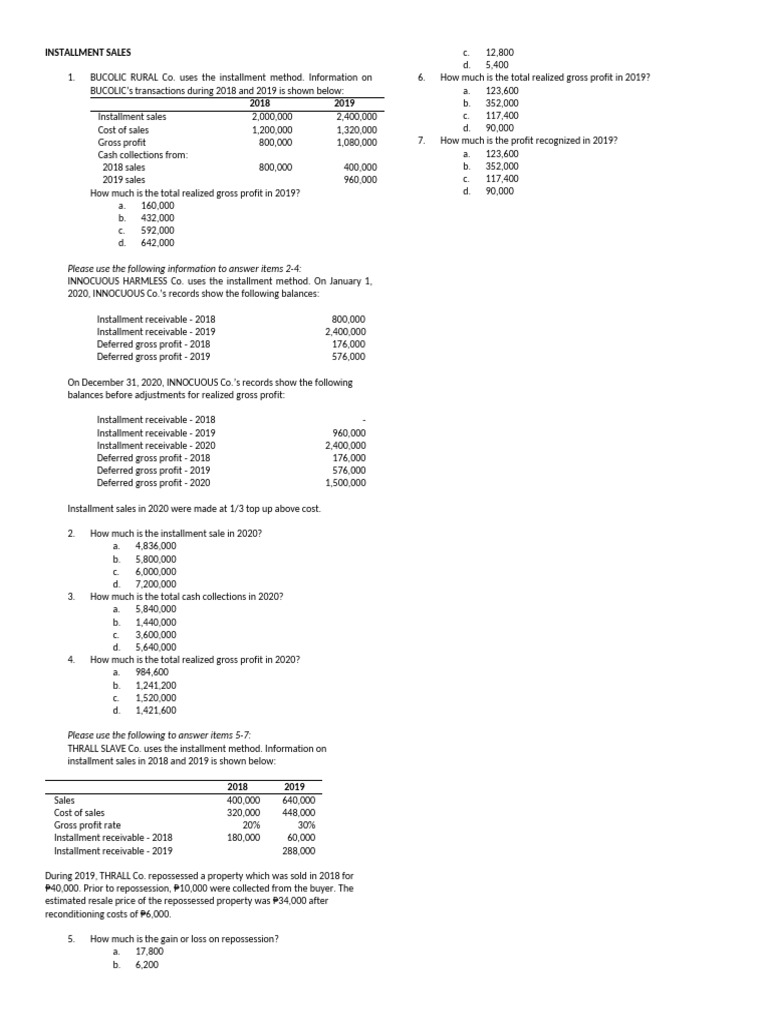 07 Installment Sales(1) | Microeconomics | Business Economics