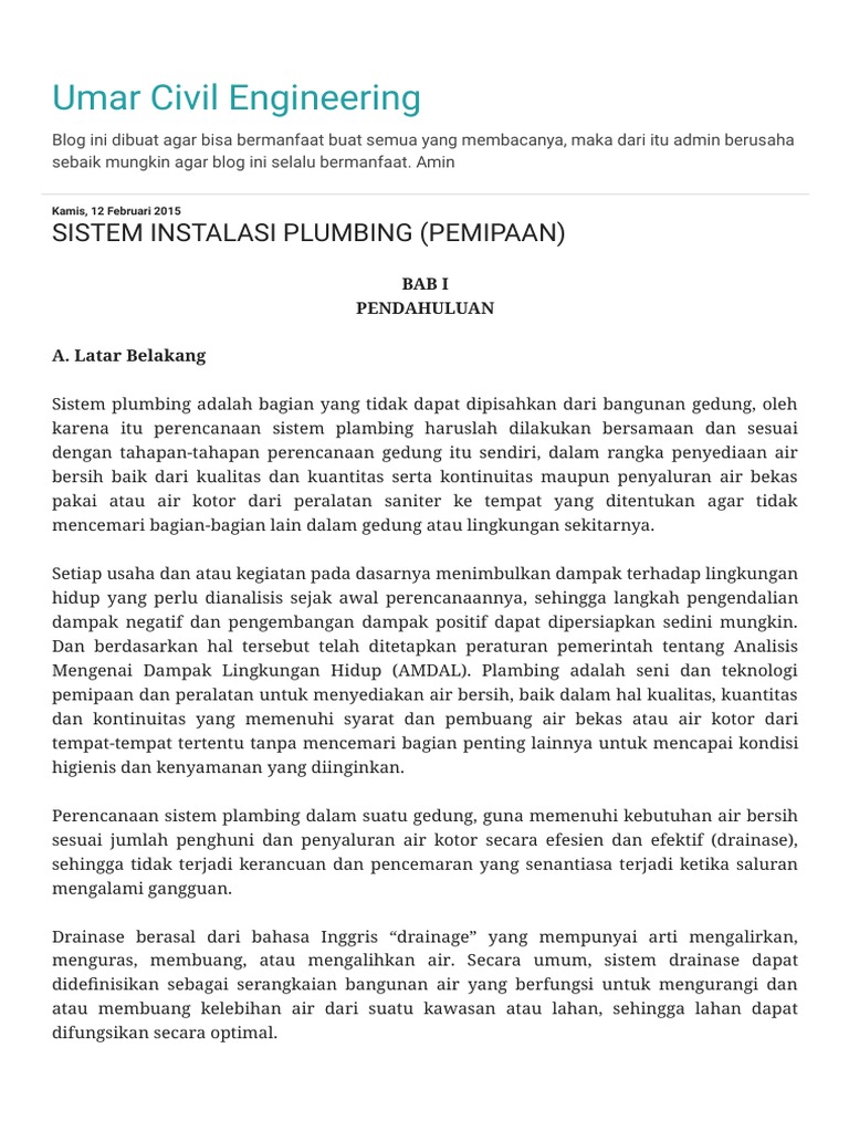 SISTEM INSTALASI PLUMBING | PDF
