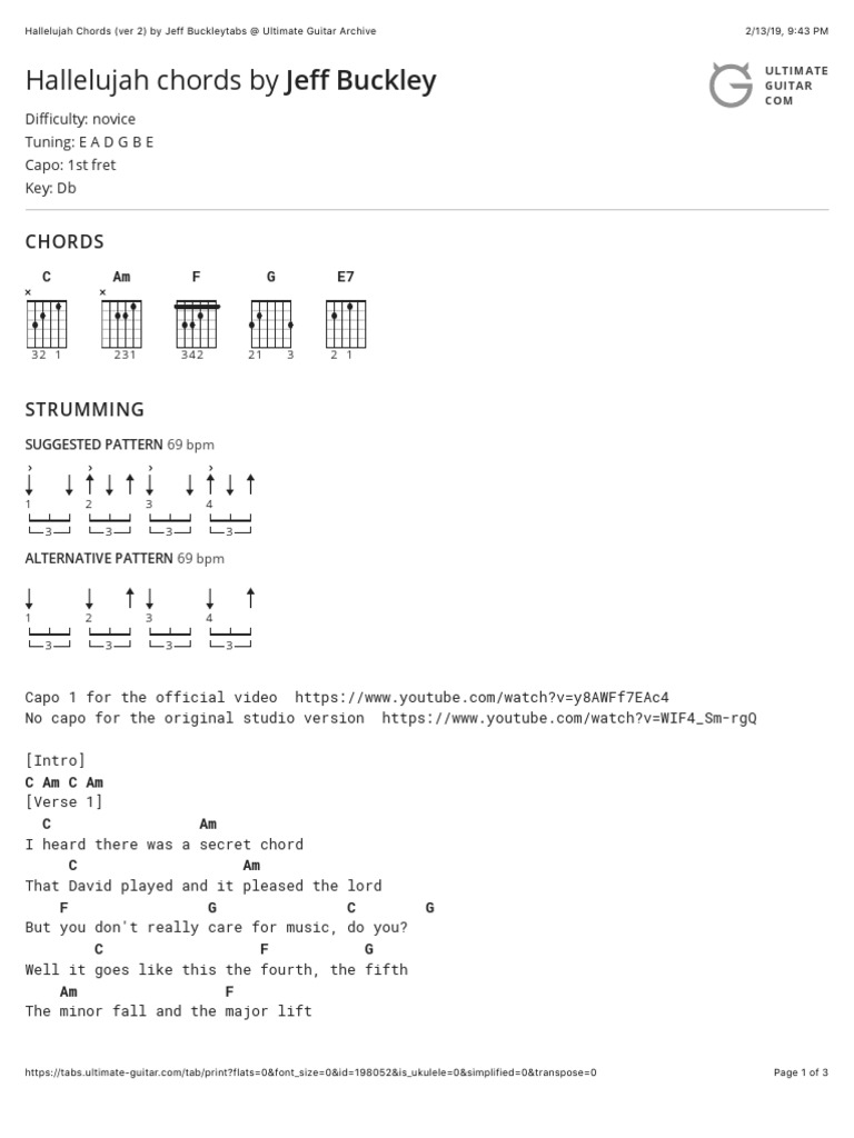 Hallelujah Chords (Ver 2) | PDF | Song Structure | Musical Forms