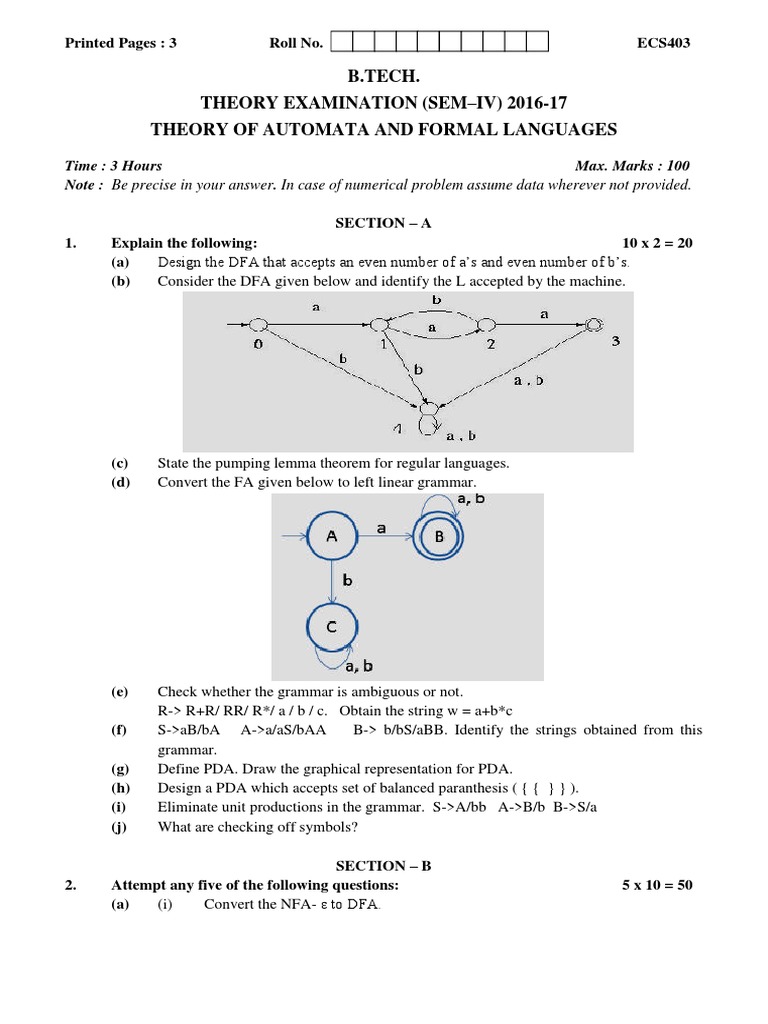 Theory of Automata and Formal Languages Ecs403 | PDF | Formalism (Deductive) | Teaching Mathematics