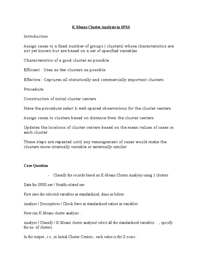 K Means Cluster Analysis in SPSS | PDF | Cluster Analysis | Spss