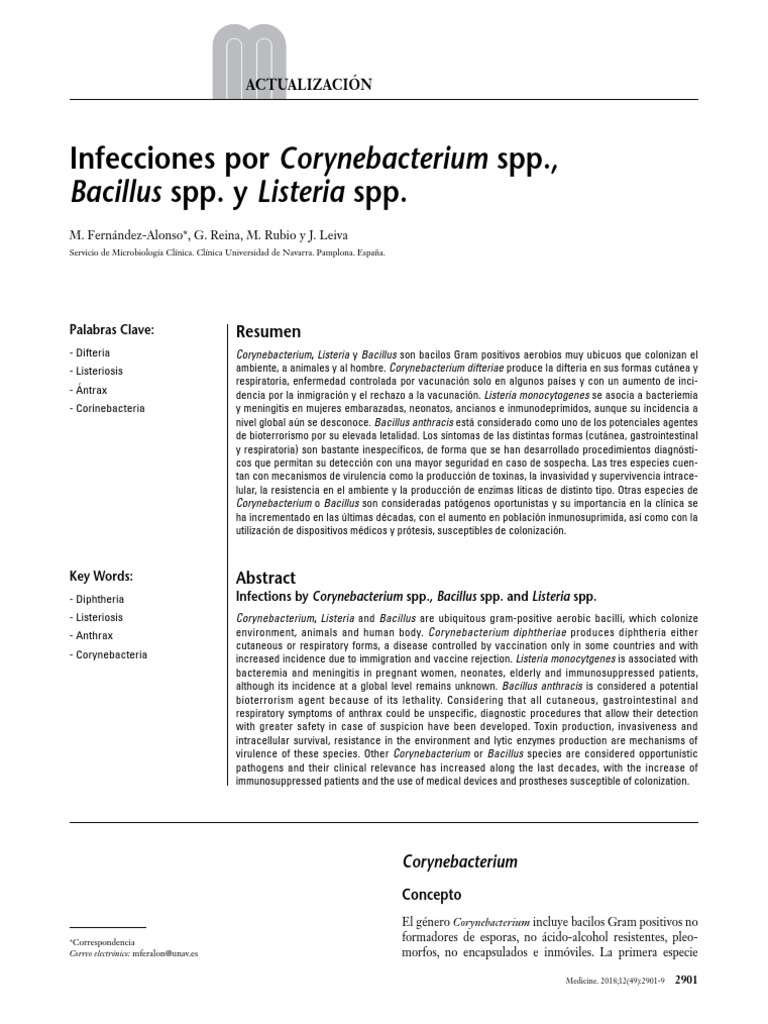 Infecciones Por Corynebacterium SPP., Bacillus Spp. y Listeria Spp ...