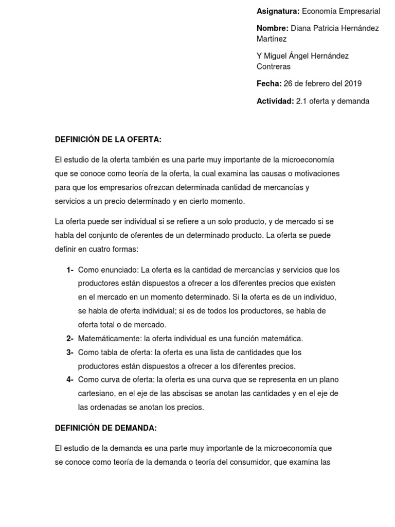 Definición de La Oferta | PDF | Oferta y demanda | Oferta (economía)
