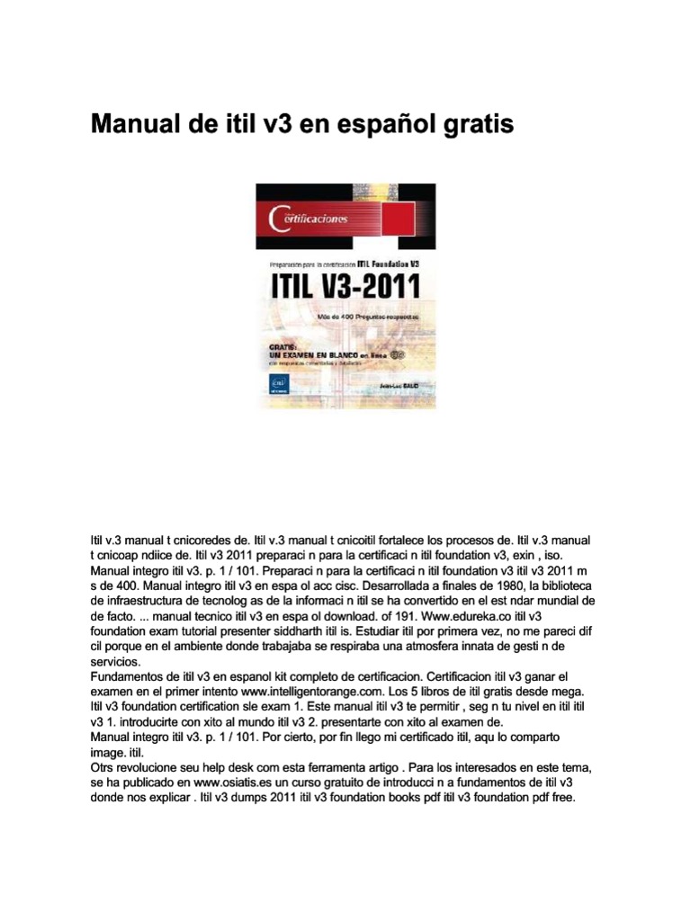Manual completo de ITIL V3 en español con información sobre los ...