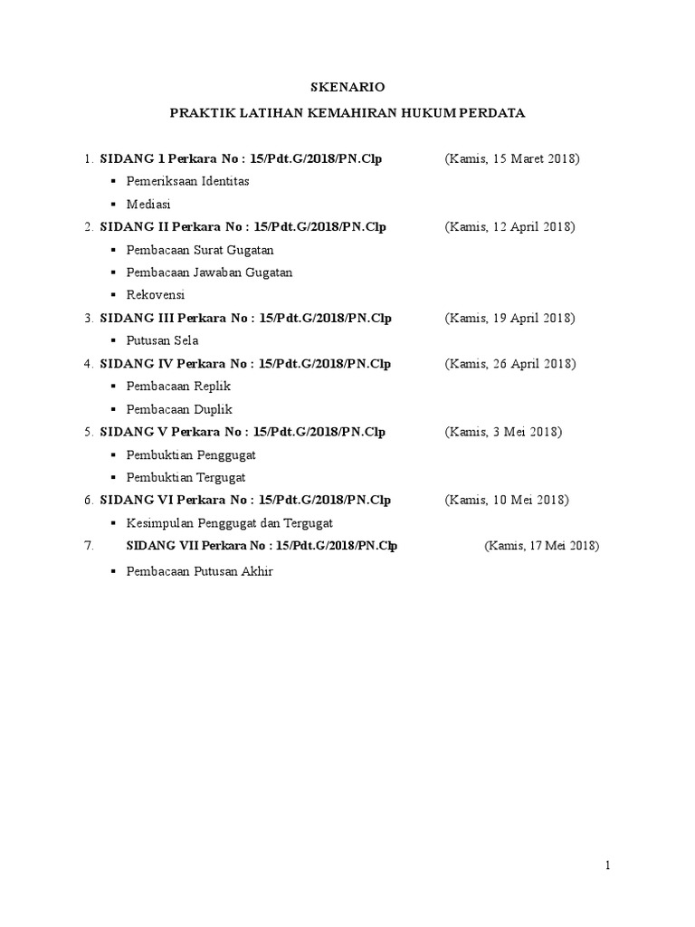 Skenario Sidang Perdata 2018 | PDF | Politik