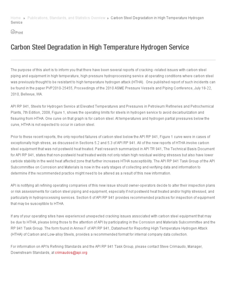 API RP 941 Industry Alert - Carbon Steel Degradation in High ...