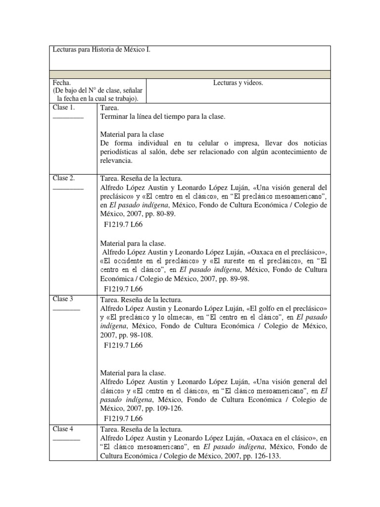 0 Lecturas para Historia de México I | PDF | Mesoamérica | Nueva españa