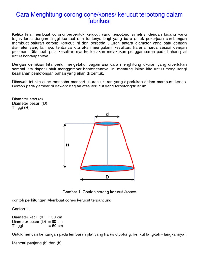 Cara Menghitung Corong Cone - Kerucut | PDF
