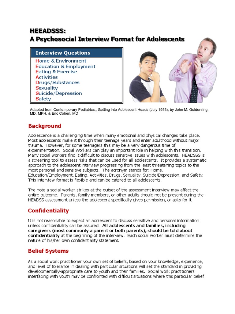 HEEADSSS Assessment Guide USU | PDF | Adolescence | Suicide