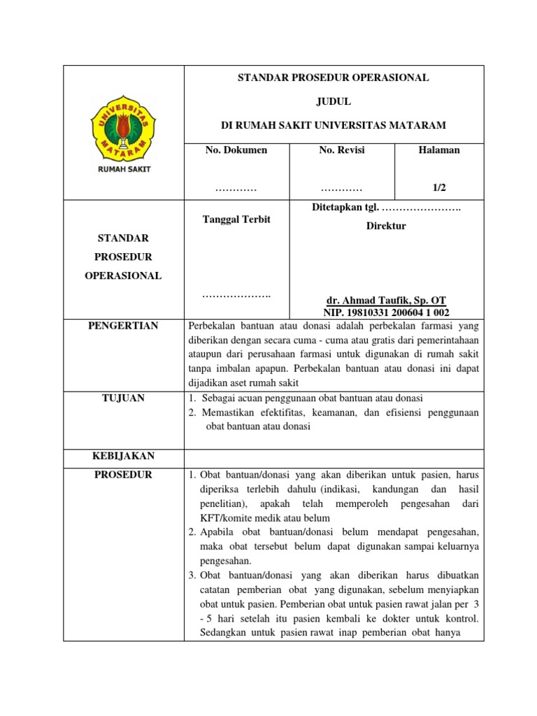 Sop Obat Bantuan Atau Donasi | PDF