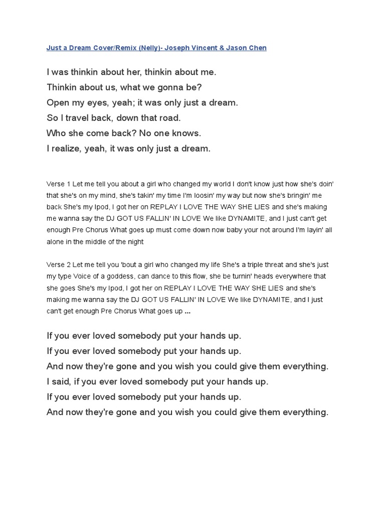 Just a Dream Remix by Joseph Vincent & Jason Chen | PDF | Poetry