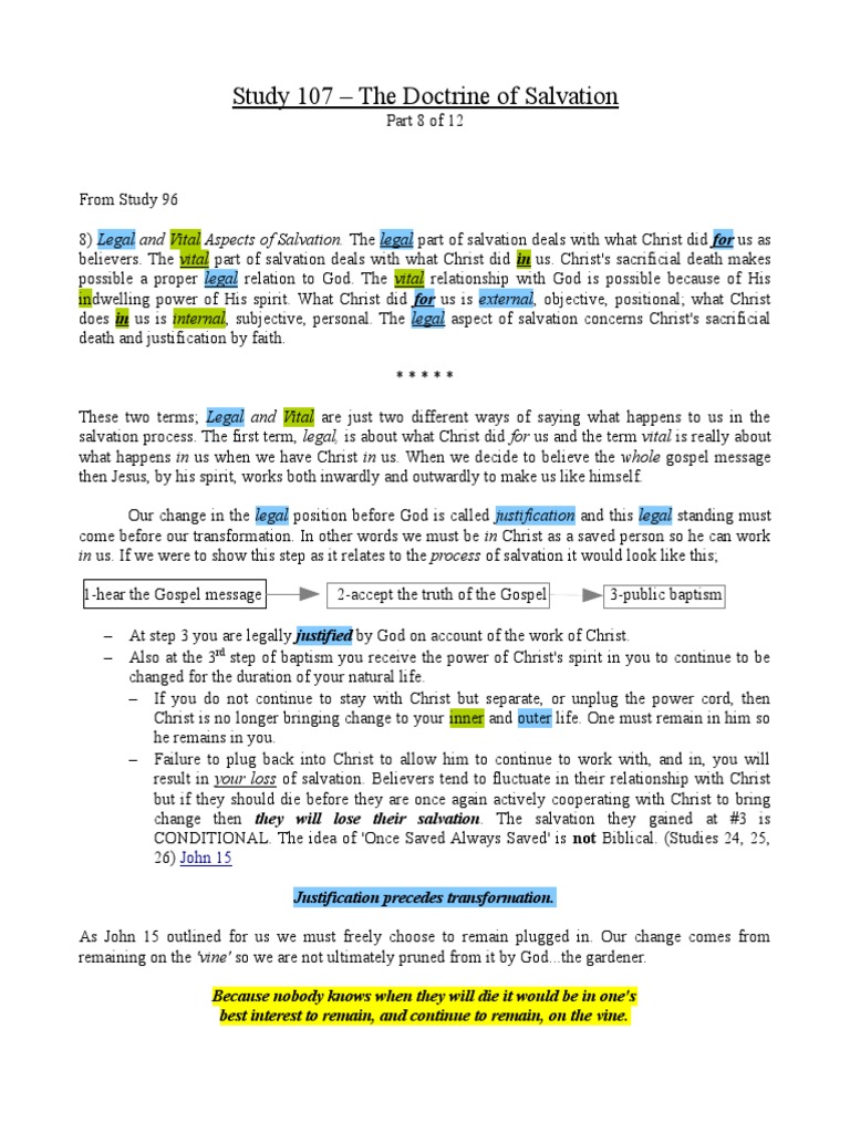 Study 107 - The Doctrine of Salvation - Part 8 | PDF | Justification ...