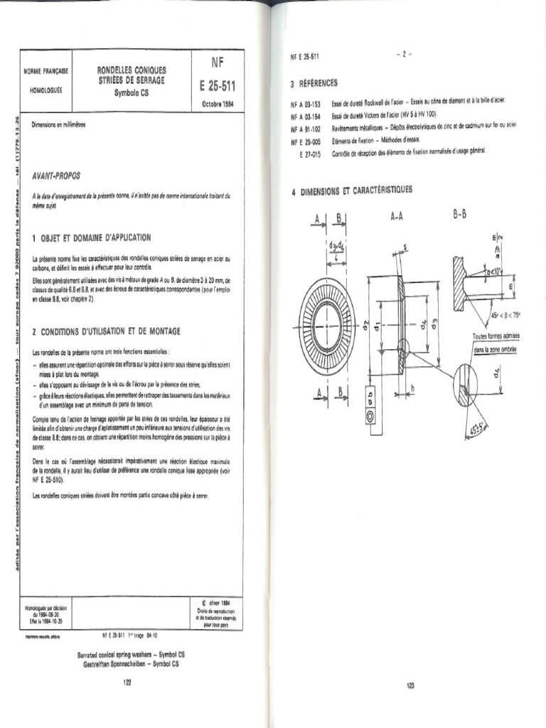NF E 25-511 Arandelas CS | PDF