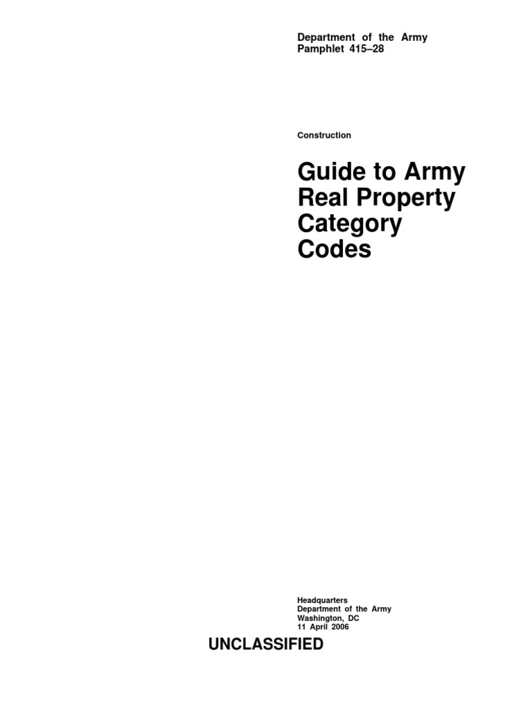 Army Real Property Category Codes Guide | PDF | Ton | Runway