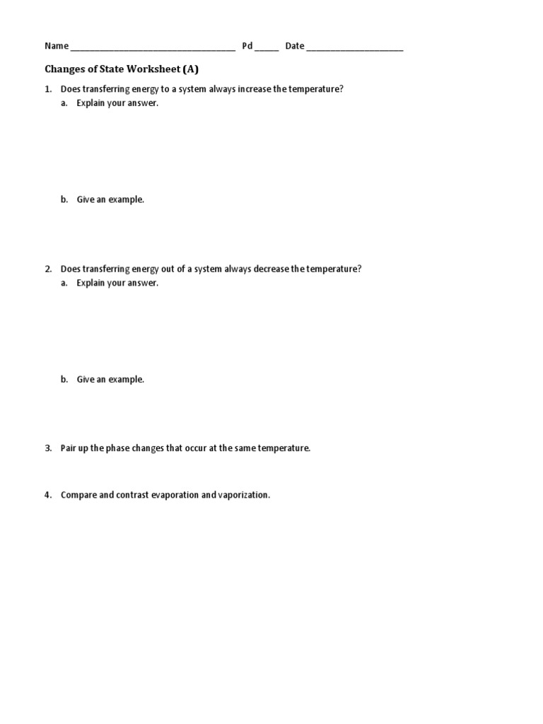 BBC Teachers Ks2 Science Worksheet Changing State | PDF | Phase (Matter ...