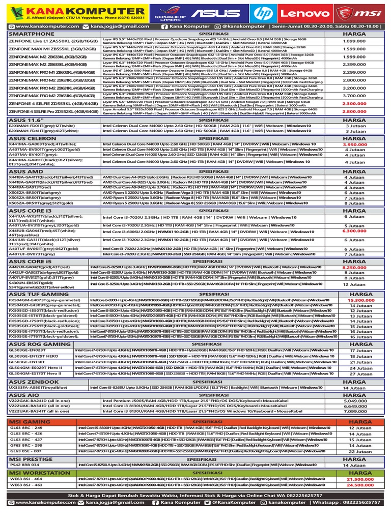 Pricelist Kana Komputer | PDF | Intel | Computer Engineering