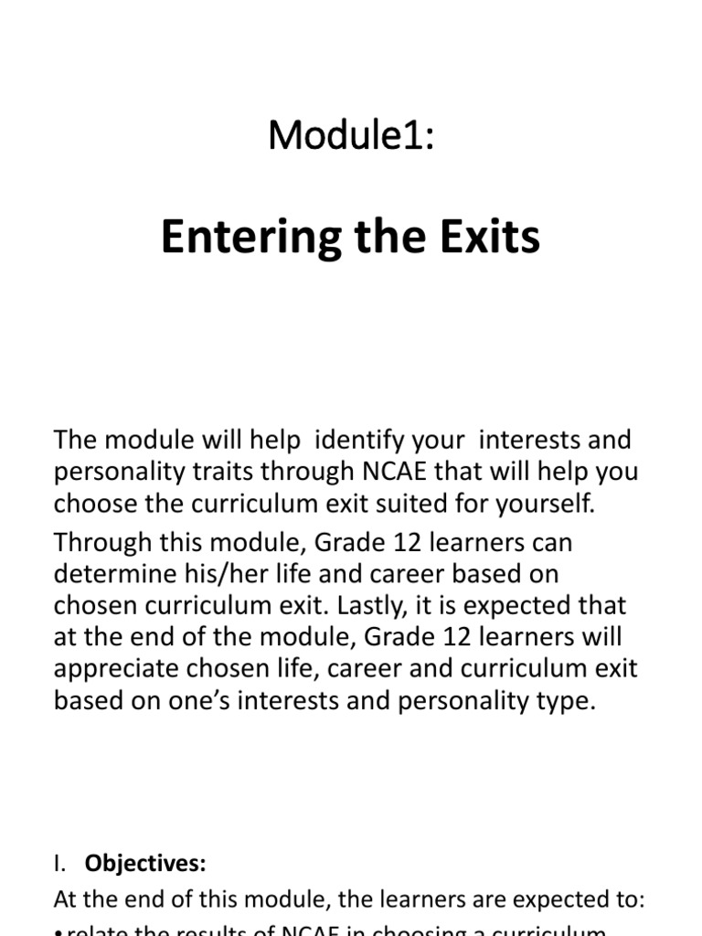 Entering The Exits-My Presentation | PDF | Vocational Education ...