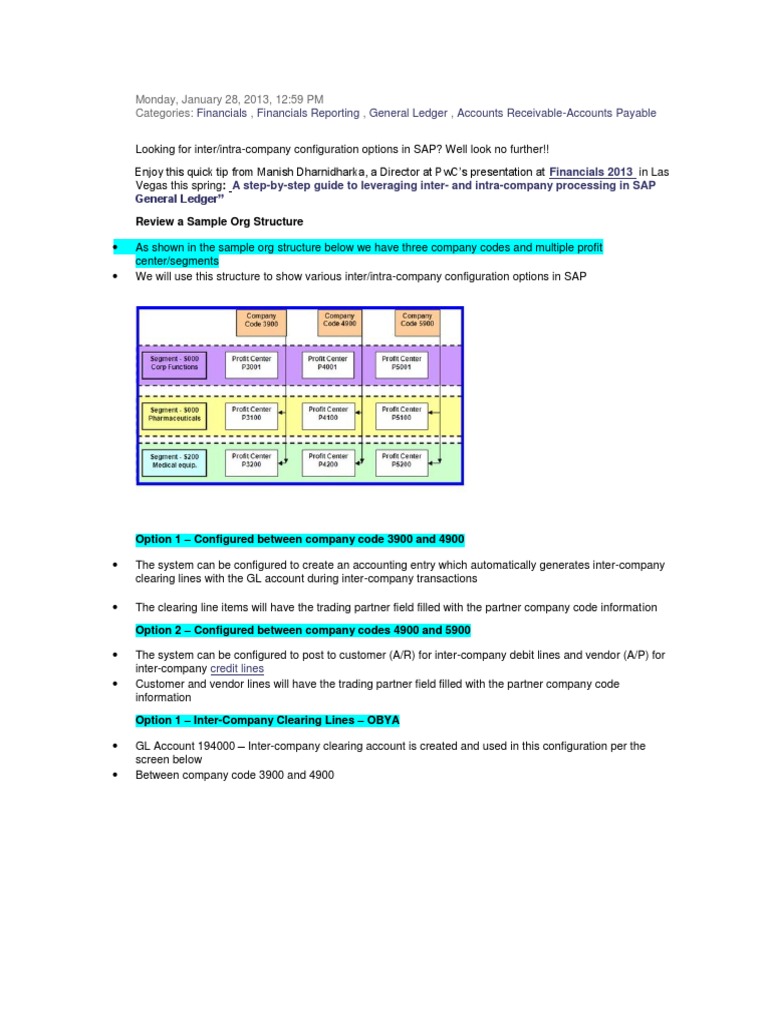 Intercompany Configuration Options in Sap | PDF | Debits And Credits | Information Technology ...