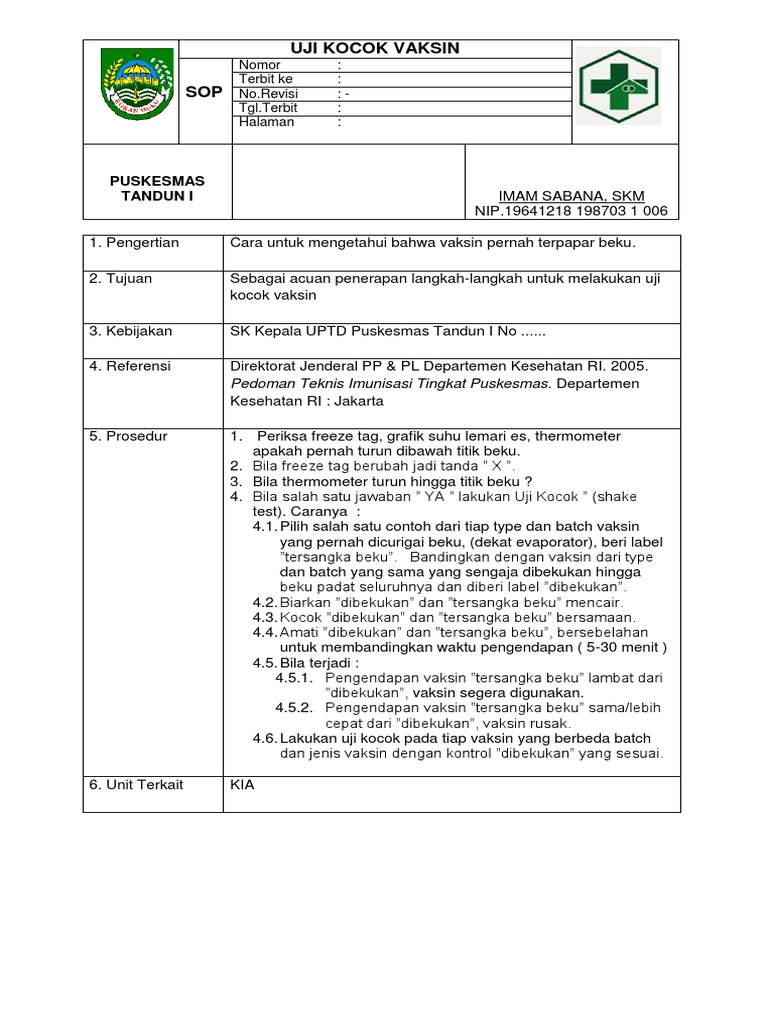 SOP Uji Kocok Vaksin | PDF