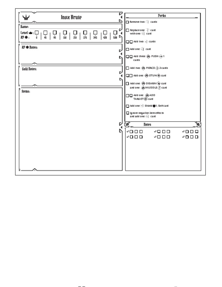 Character Sheets - Inox Brute v3 | PDF | Tabletop Games | Toys