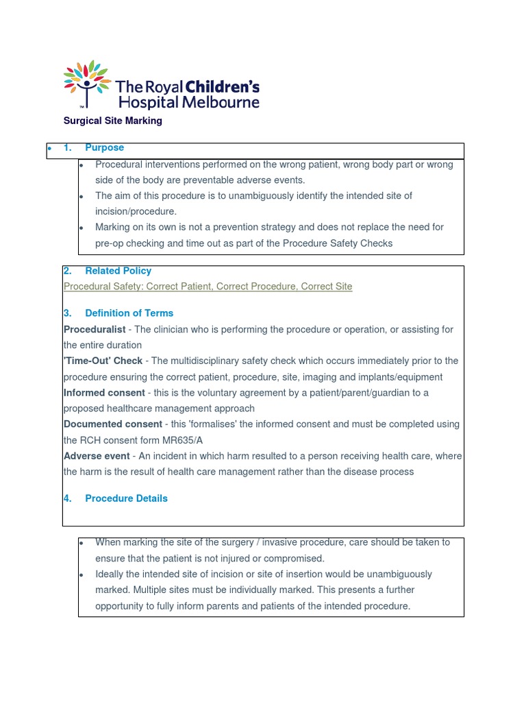 Site Marking RCH | PDF | Surgery | Health Care