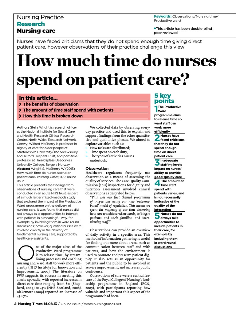 How Much Time Do Nurses Spend On Patient Care | PDF | Health Care ...