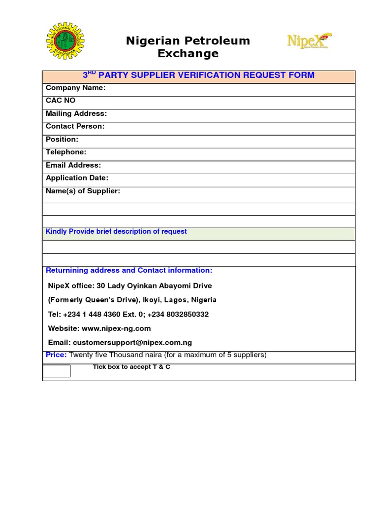 Supplier Verification Form | PDF
