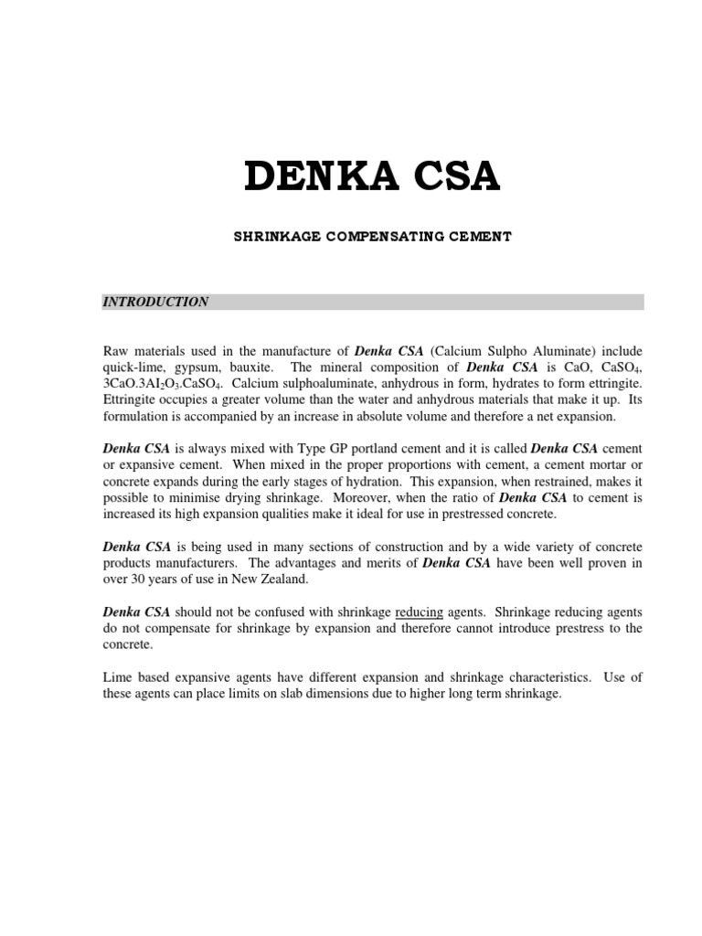 CSA Product Information | PDF | Prestressed Concrete | Concrete