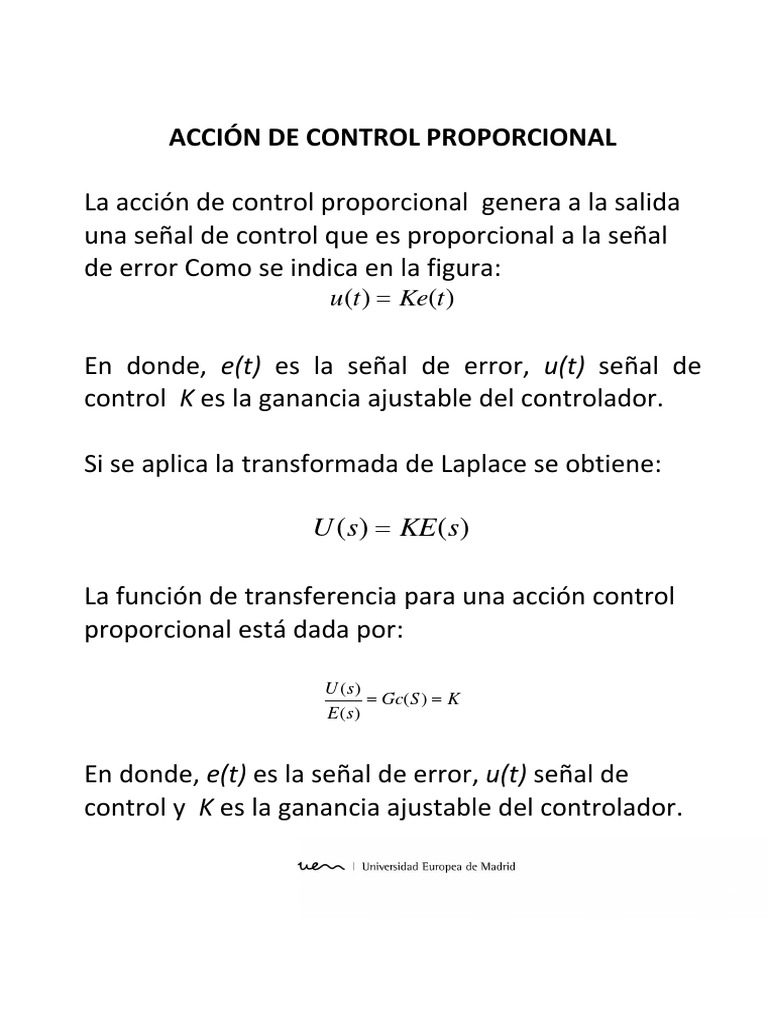 Accion de Control Proporcional | PDF | Science | Enseñanza de matemática