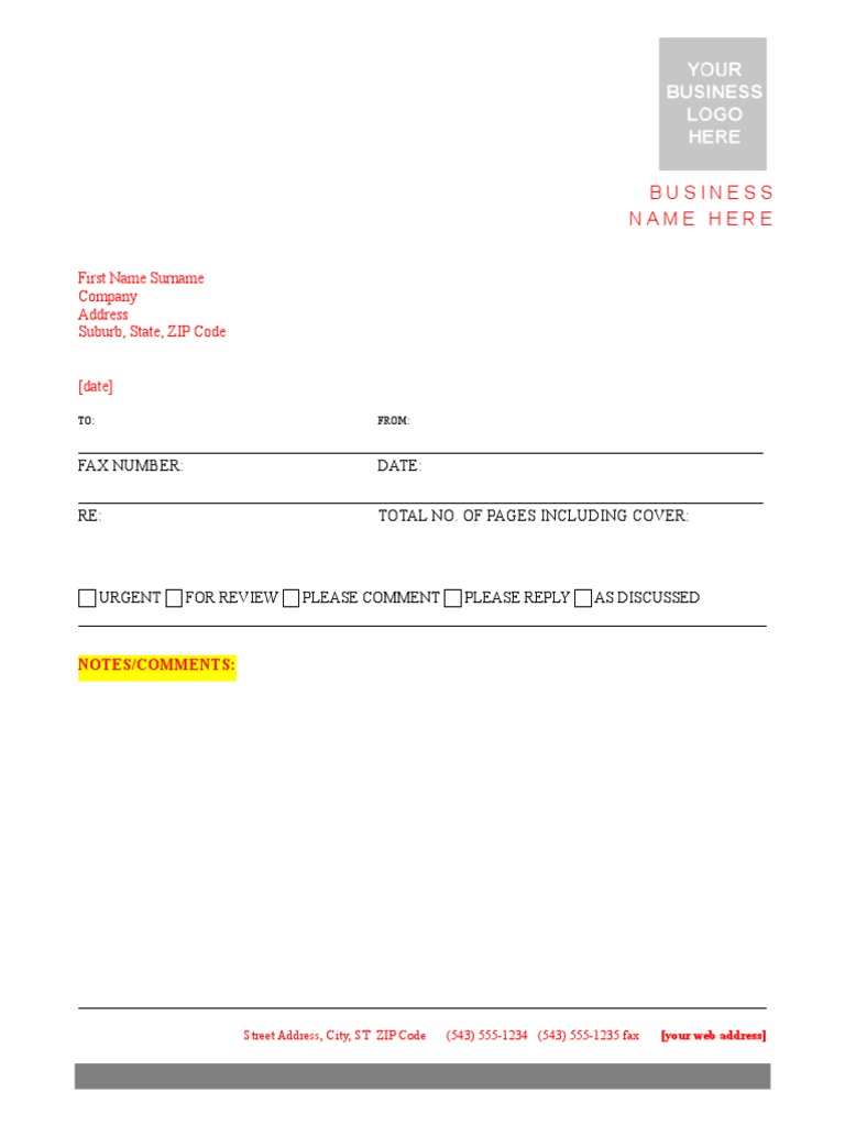 Fax Header Template | PDF