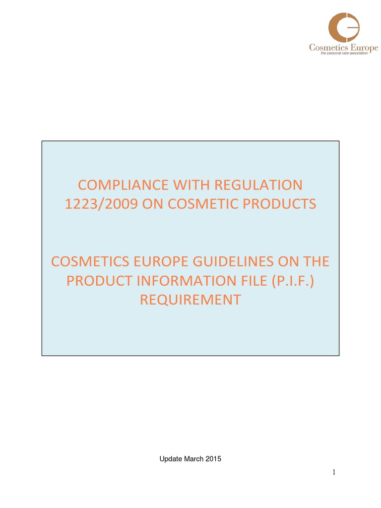 EU Cosmetics PIF Compliance Guidelines | PDF | Cosmetics | Regulatory ...