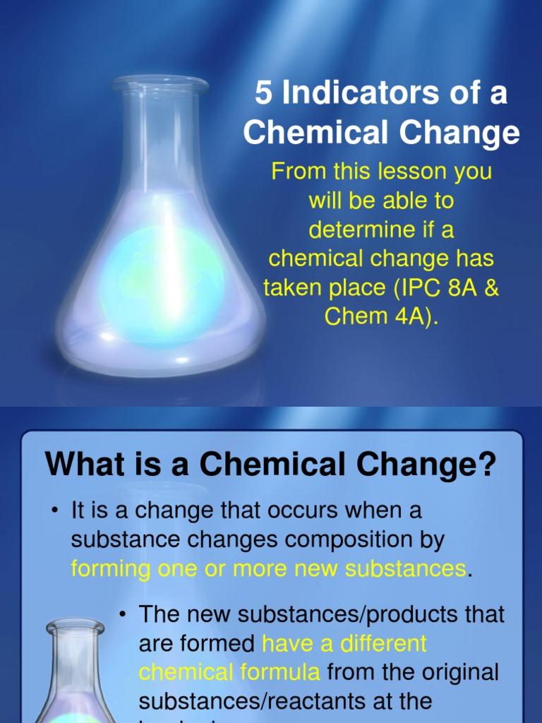 5 Indicators of A Chemical Change | PDF | Precipitation (Chemistry ...