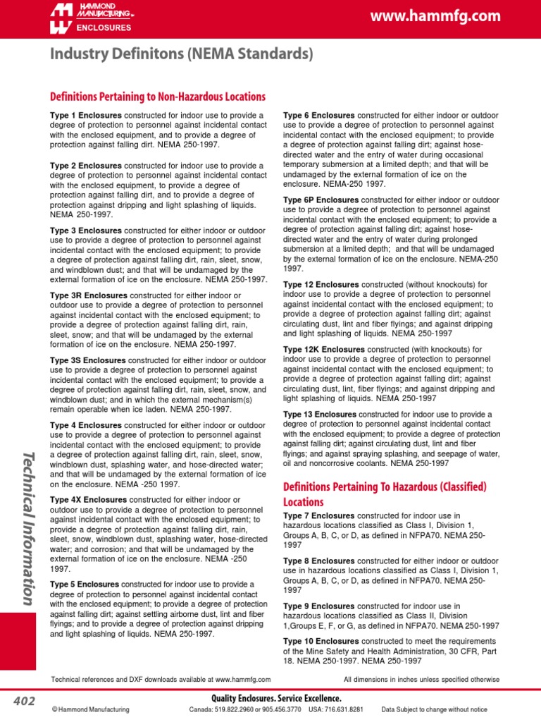 Industry Definitons (NEMA Standards) : Definitions Pertaining To Non ...