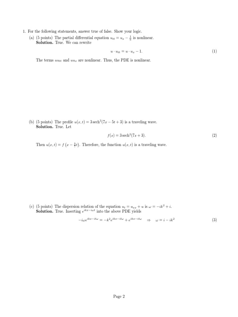 Midterm Solution | PDF | Partial Differential Equation | Ordinary Differential Equation