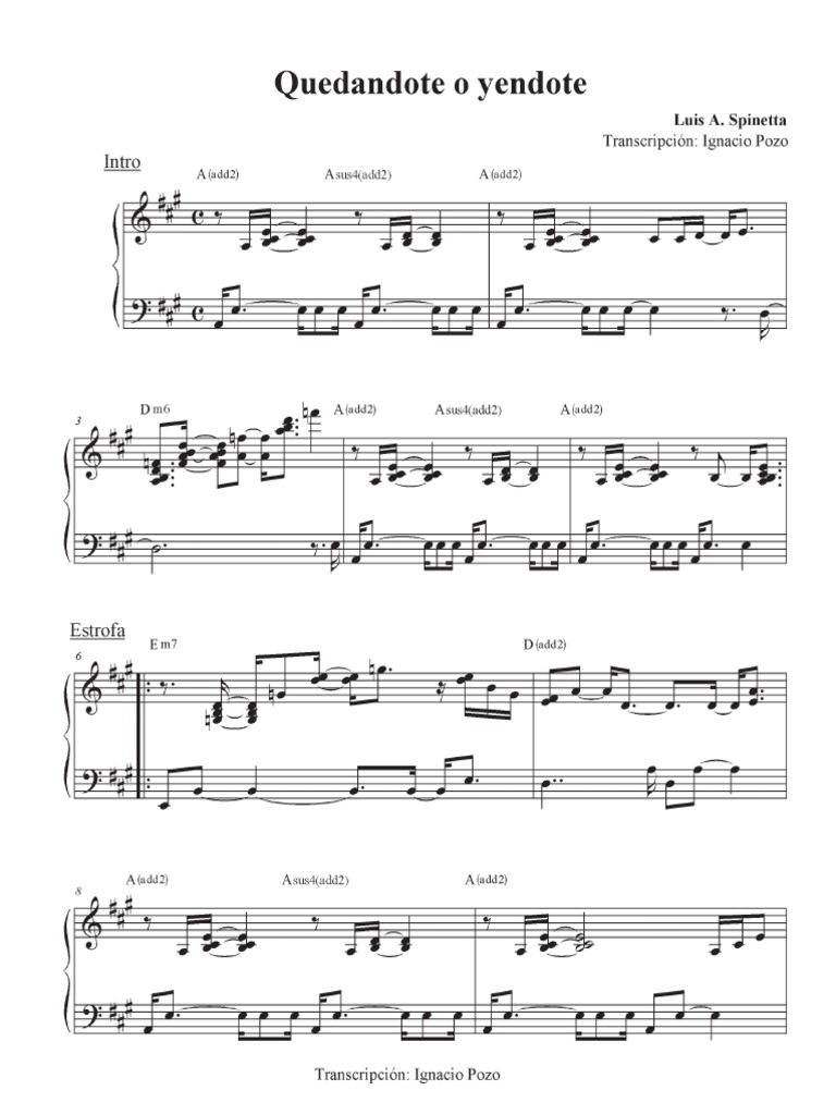 Quedandote o Yendote (Spinetta) PDF | PDF
