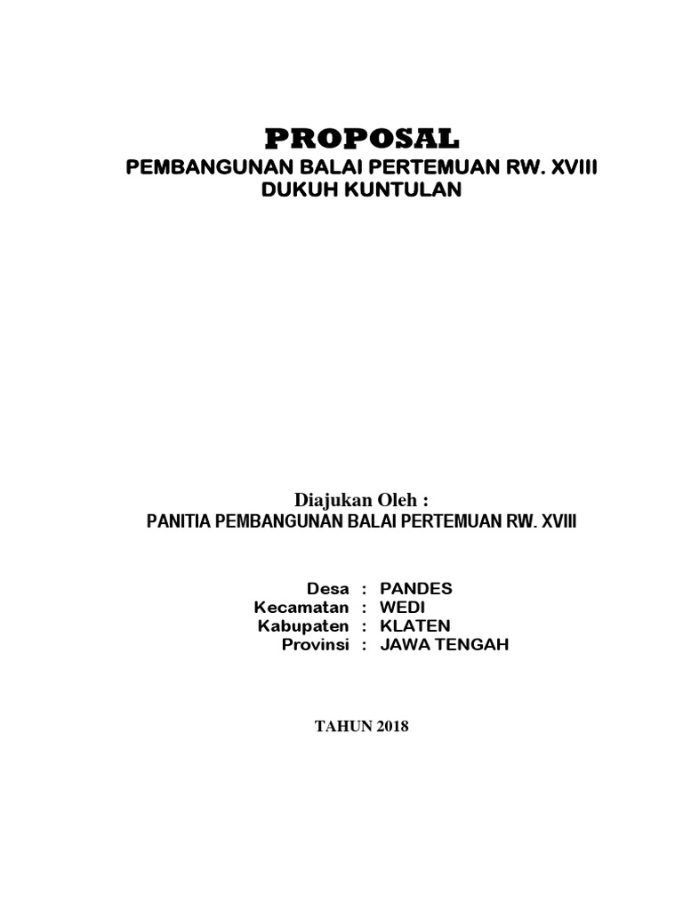 Proposal Balai RW 18 | PDF