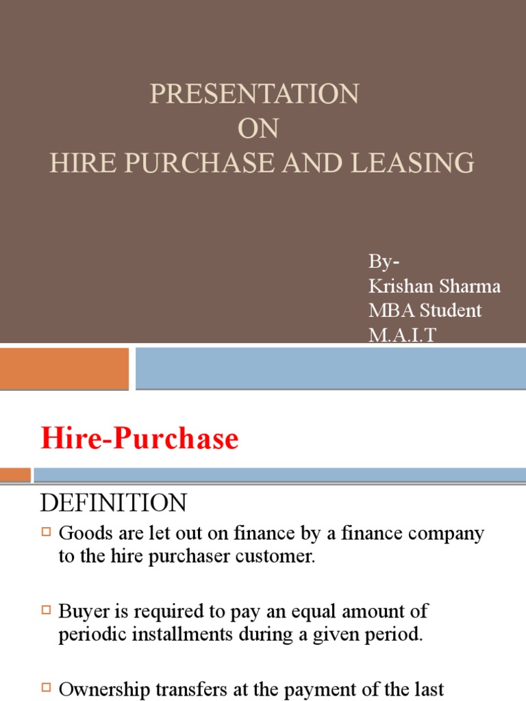 Lease and Hire Purchase | PDF | Lease | Renting
