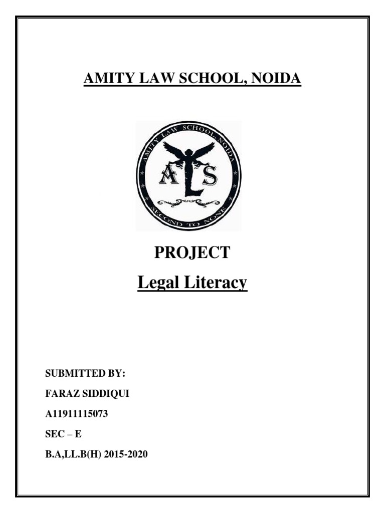 Amity Law School, Noida: Legal Literacy | PDF | Legal Aid | Human Rights