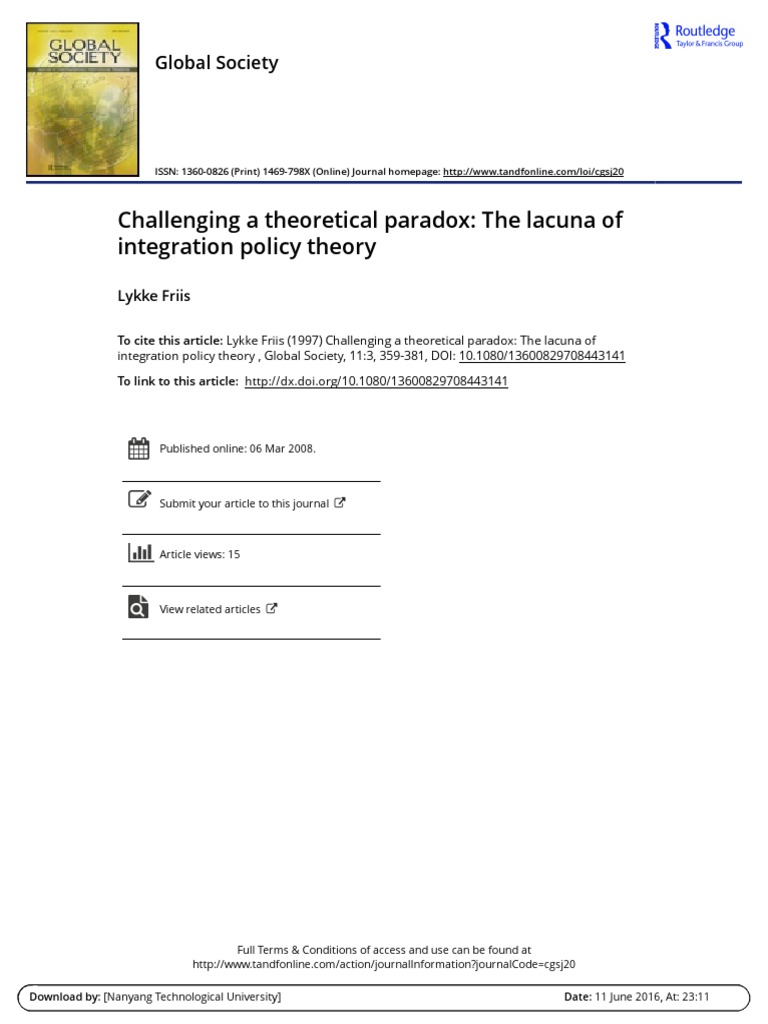 Challenging A Theoretical Paradox | PDF | Regional Integration ...