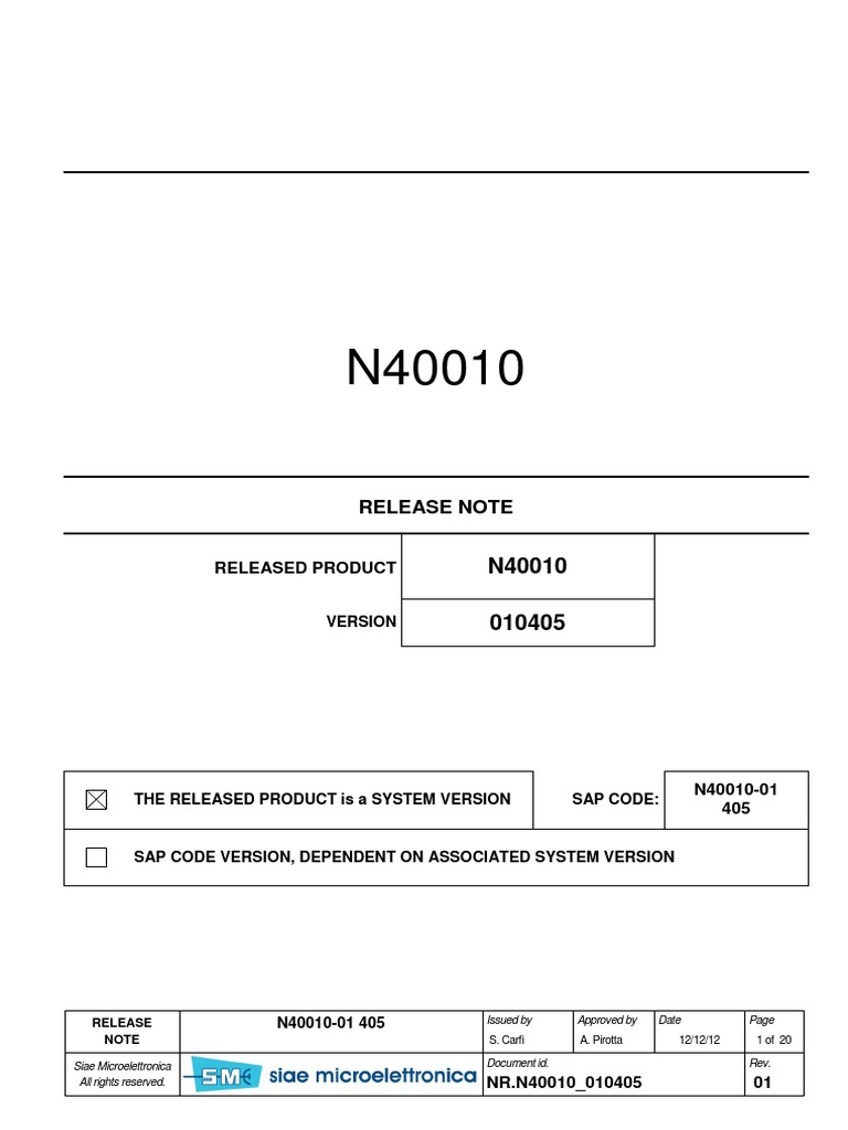 Release Notes for SIAE Microelettronica ALCplus2 IDU Software Version ...
